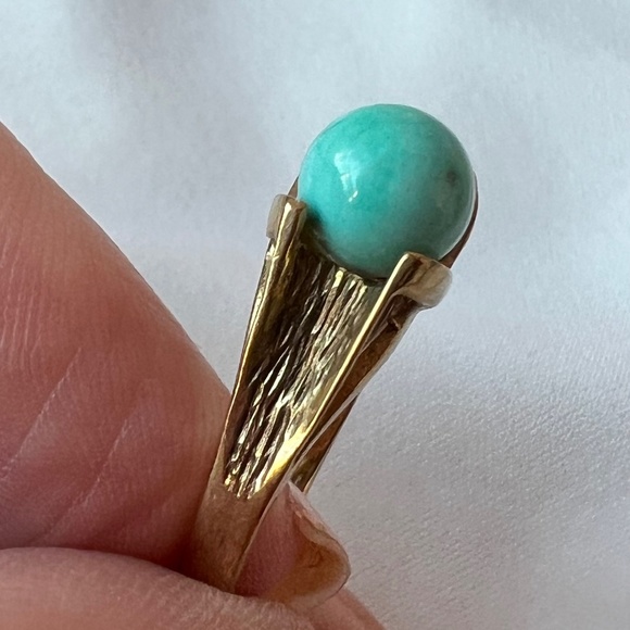 Jewelry | Vintage European 8k Yellow Gold Round Turquoise Ring Stamped ...